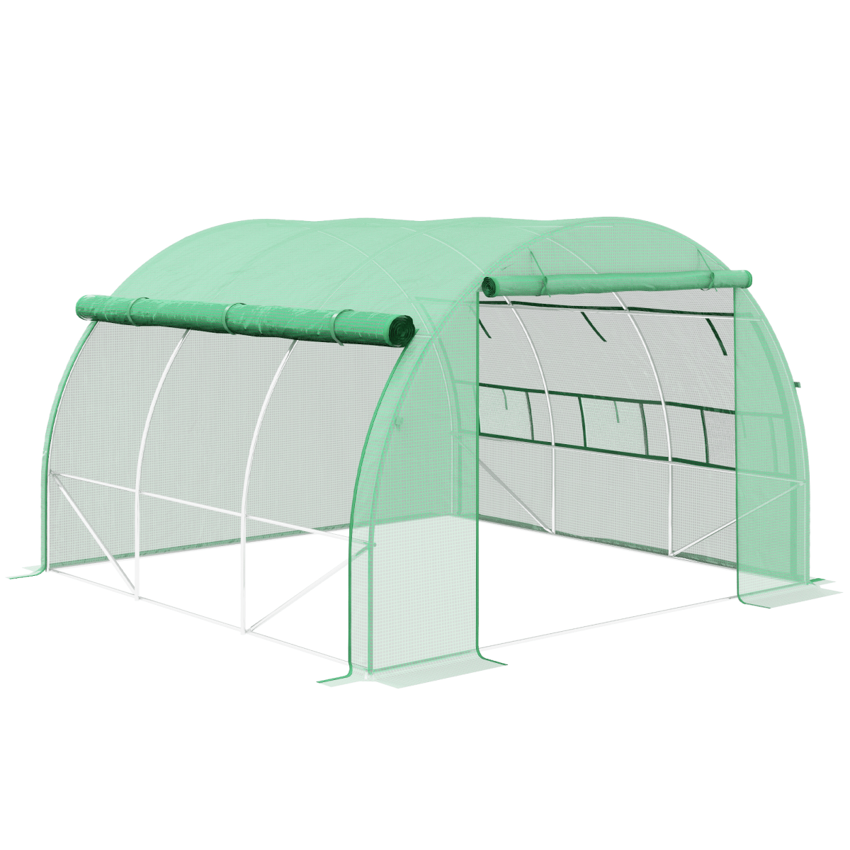 3 x 3 x 2 m Polytunnel Greenhouse Pollytunnel Tent w/ Steel Frame Green ...