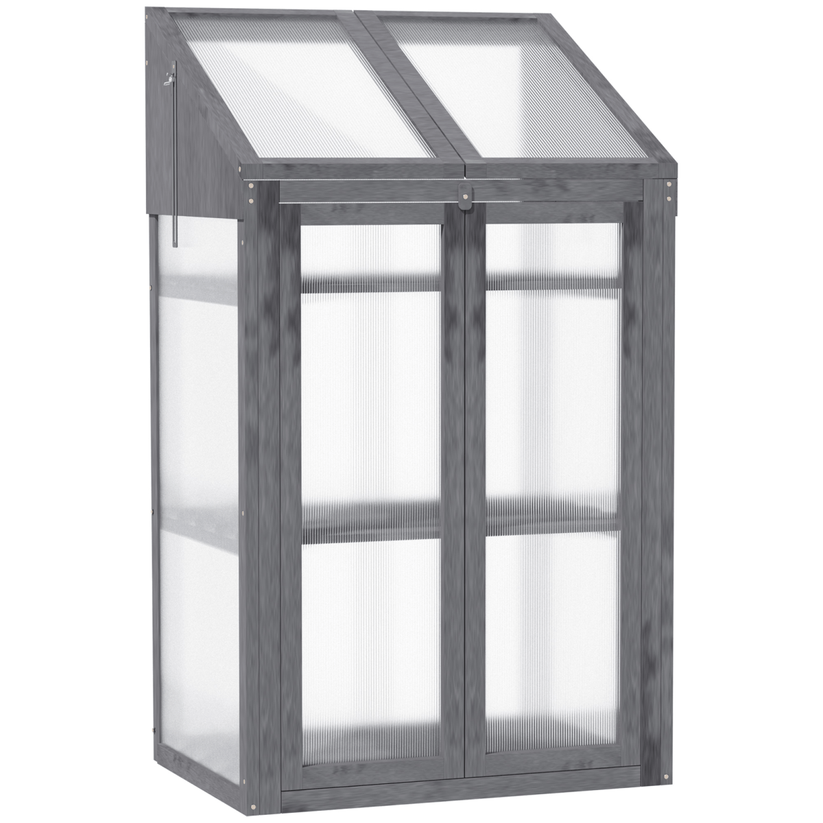 Wooden Greenhouse Cold Frame Grow House w/ Double Door for Flower Grey ...